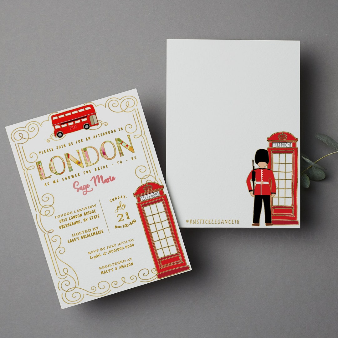 London Bridal Shower Invitation • Instant Download Template • Postage ...