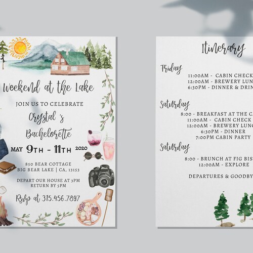 Weekend at the Lake Invitation Bachelorette Camping Invite - Etsy