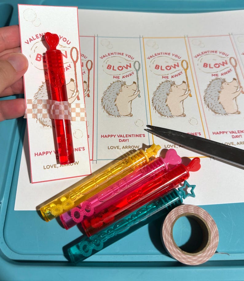 Bubble Wand Valentine's Day Tag • Kids Valentine Cards for Class ...