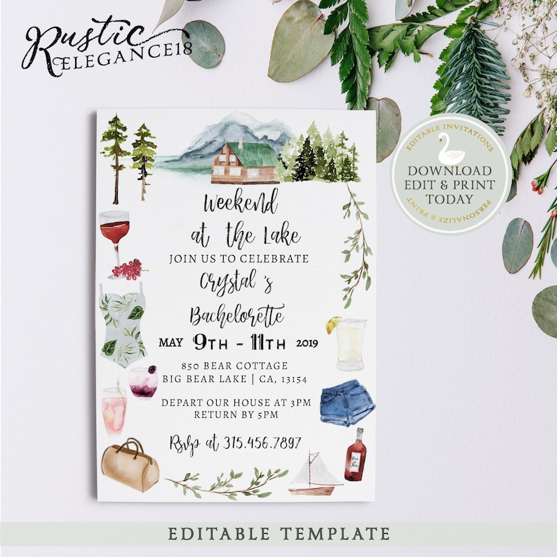 Weekend at the Lake Invitation Bachelorette Camping Invite - Etsy