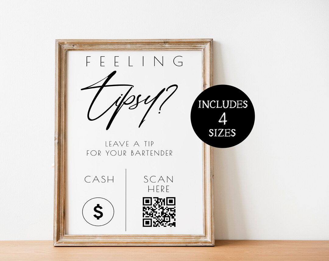 Tip Your Bartender Sign Template | QR Code Sign, Scan to Pay | Venmo ...