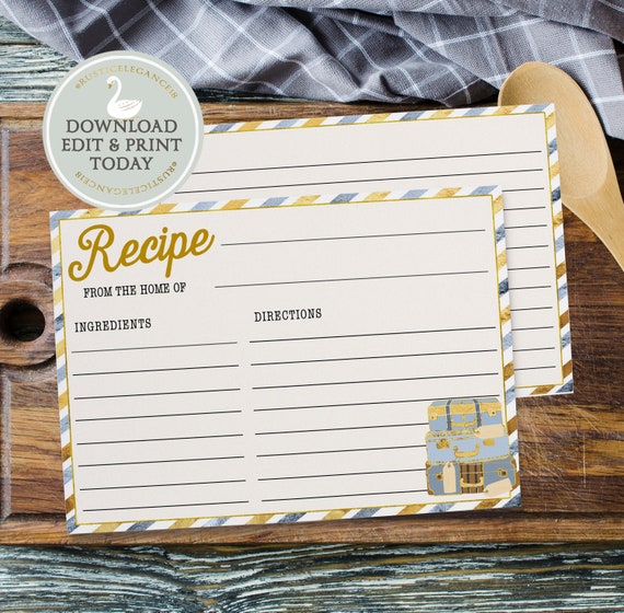 Powder Blue Recipe Cards // INSTANT Download // Traveling - Etsy