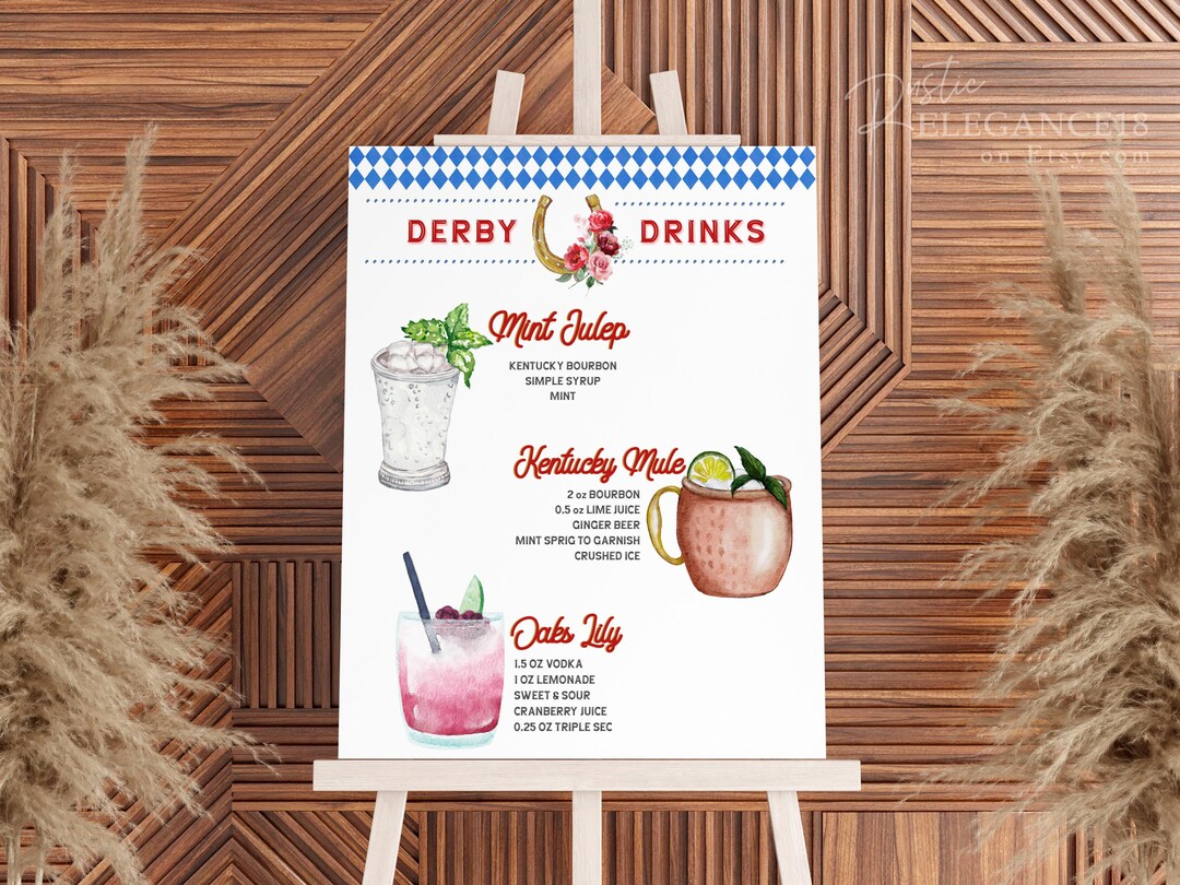 Kentucky Derby Party Drinks Sign • Derby Drinks Racing Sign • Instant ...
