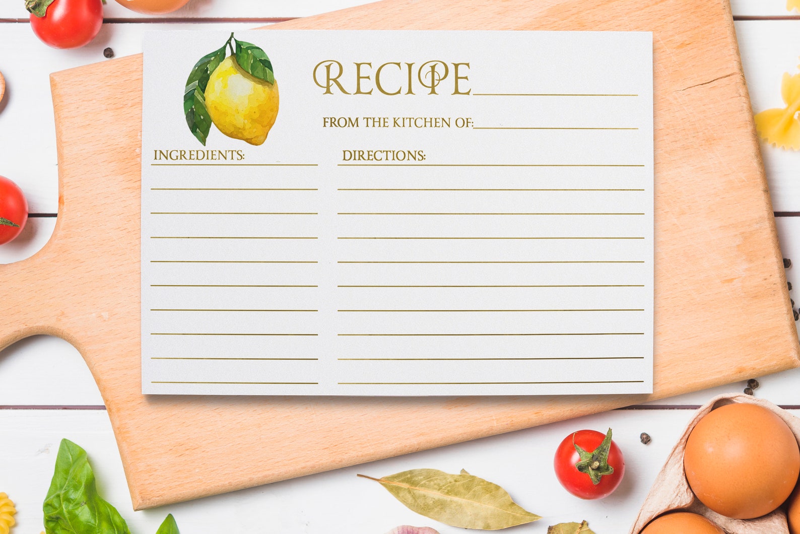 Lemon Recipe Cards // INSTANT Download // Italy Bridal Shower - Etsy