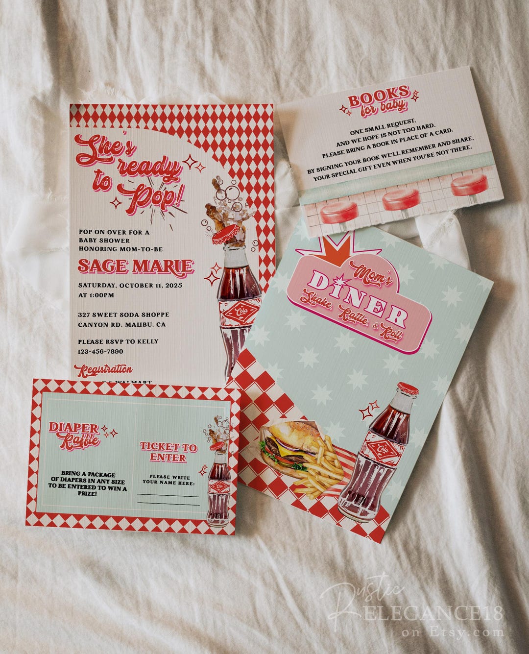 She's Ready to Pop Baby Shower Invite • Retro Diner Baby Shower ...