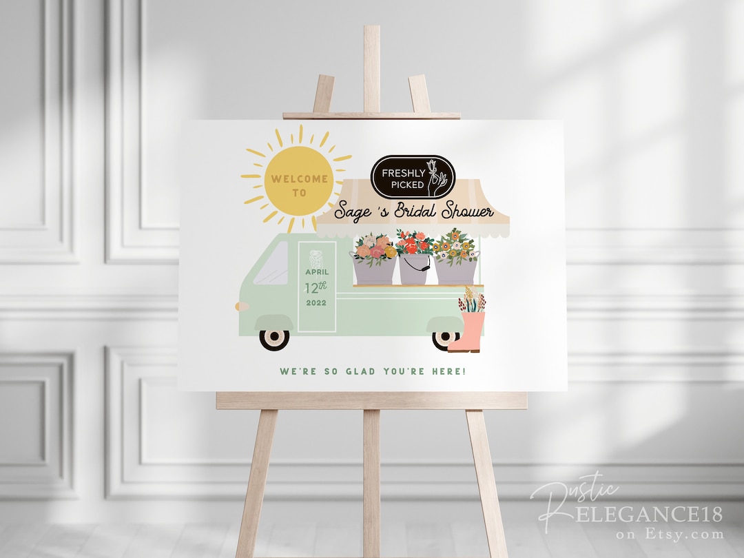 Floral Bridal Shower Welcome Sign | Freshly Picked Theme (editable ...