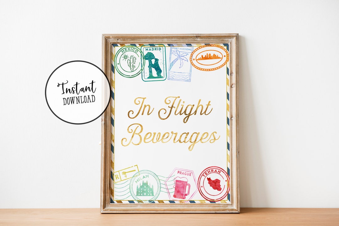 In Flight Beverages Print • Custom Stamps Place Cards • Stamps Print ...