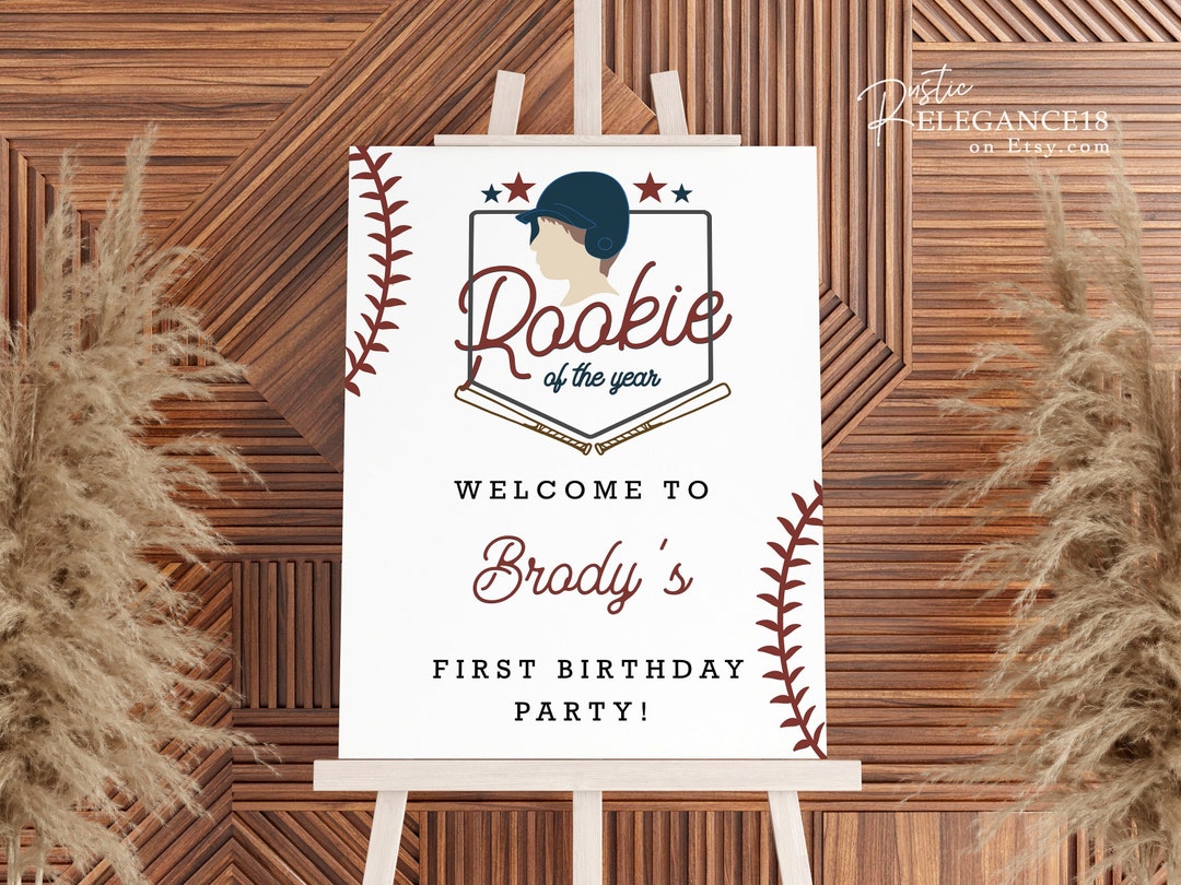Baseball Birthday Welcome Sign Template • Rookie of the Year Party ...