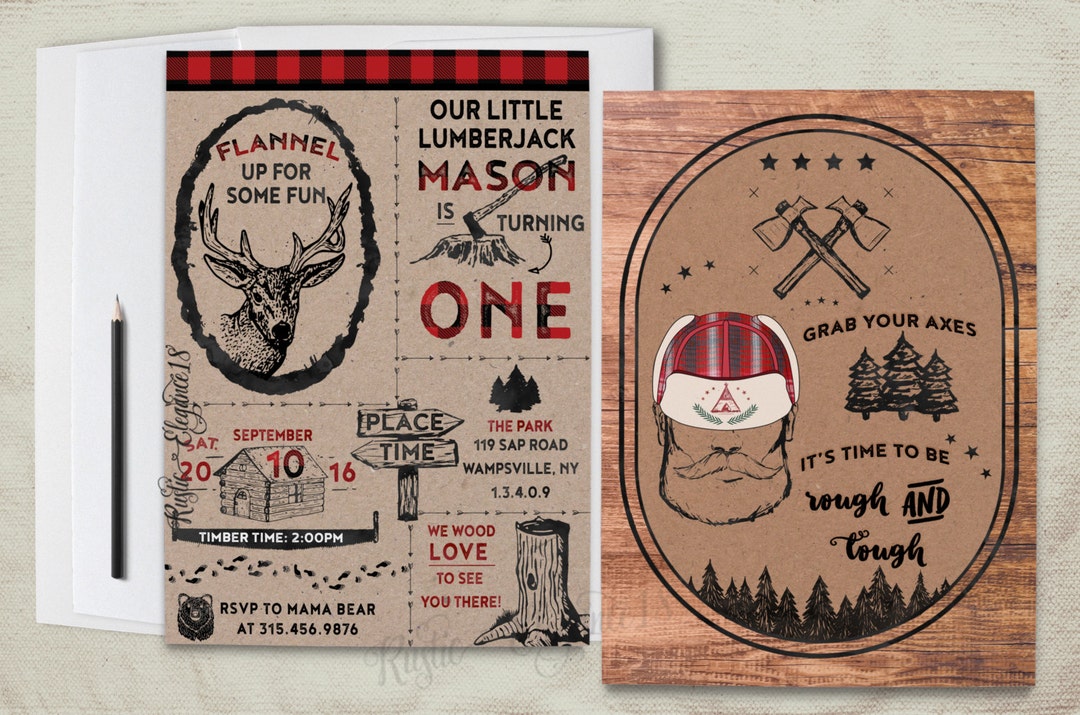 Lumberjack Invitation.plaid Birthday Invite.flannel Invite. Rustic ...