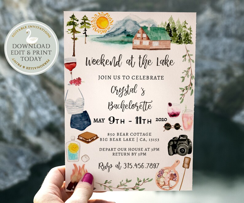 Summer Weekend at the Lake Invitation & Itinerary Template ...