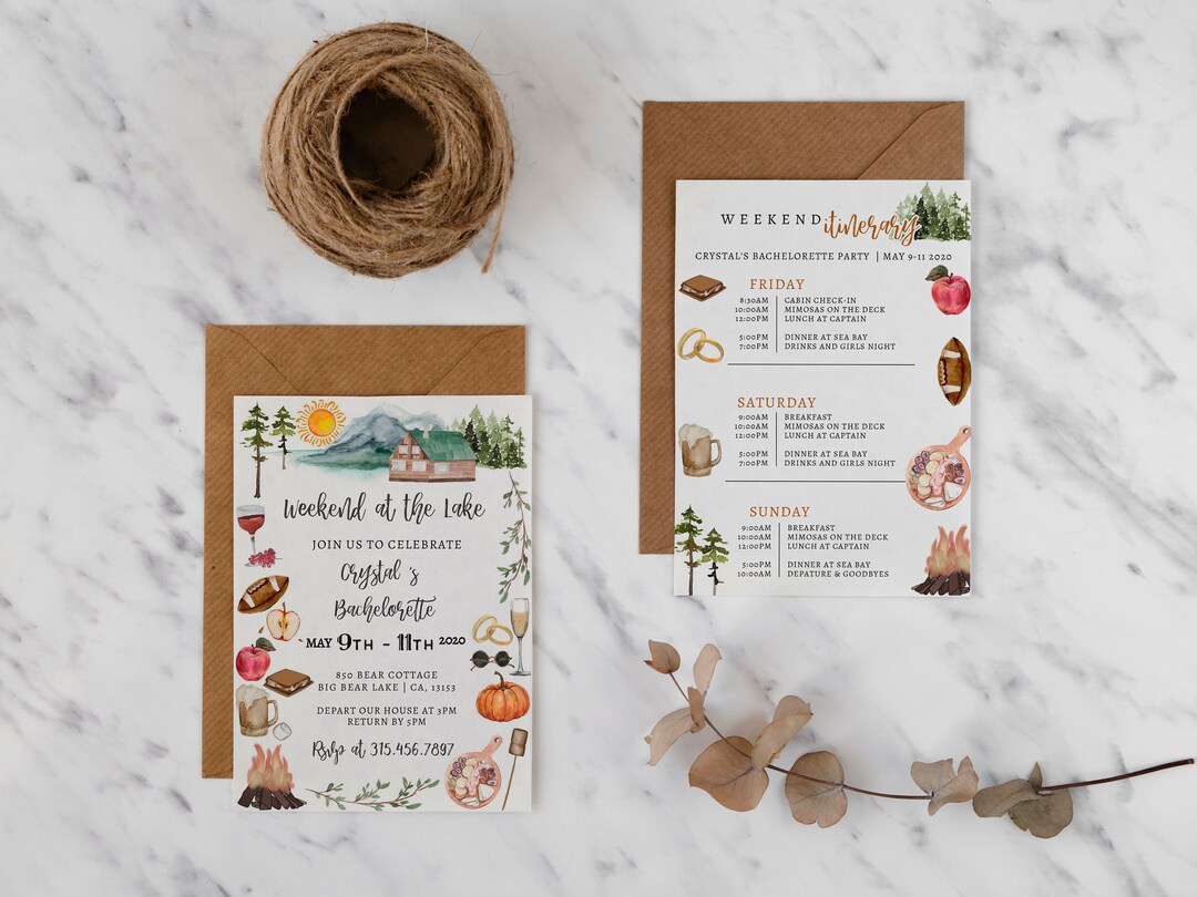 Fall Weekend at the Lake Invitation & Itinerary Template • Bachelorette ...