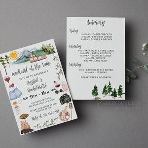 Weekend at the Lake Neutral Invitation & Itinerary • Bachelor ...