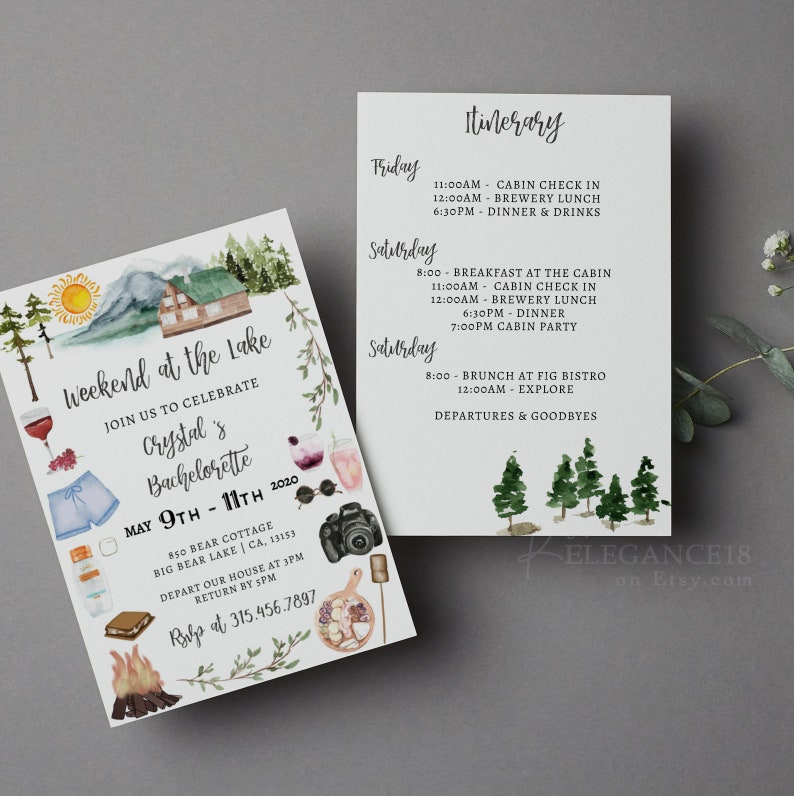 Weekend at the Lake Neutral Invitation & Itinerary - Etsy