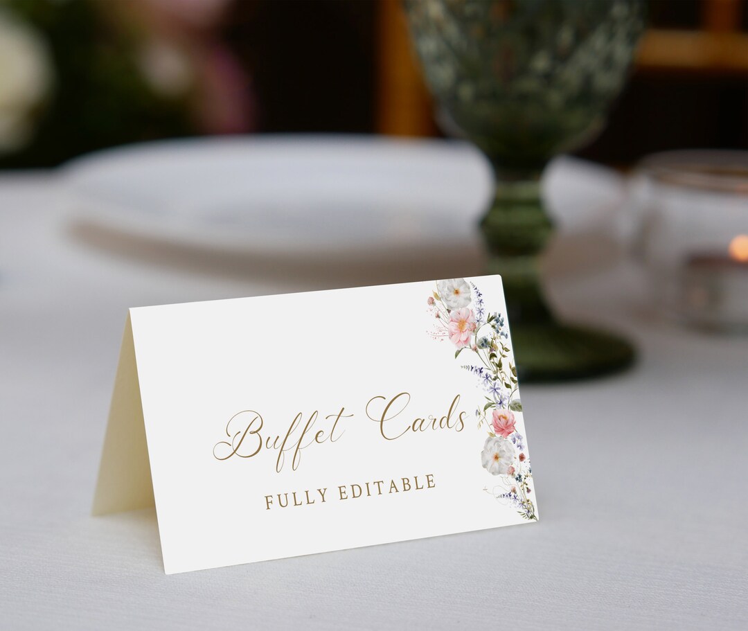 Wildflower Spring Buffet Table Tents Template • Floral Cards Themed ...