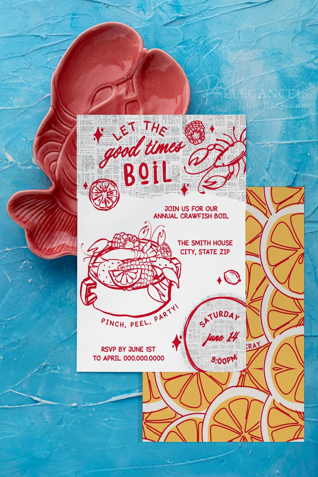 Crawfish Boil Birthday Invite • Editable Crawfish Birthday Boil ...