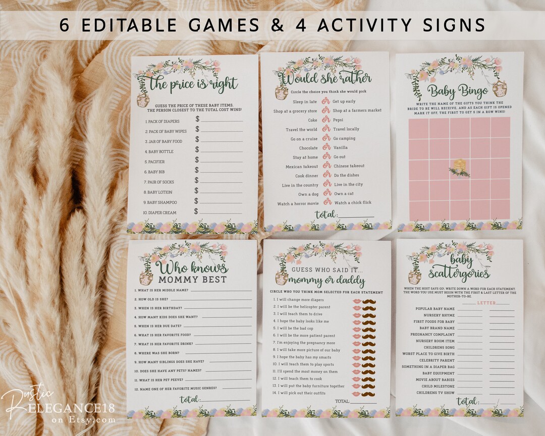 Baby Shower Game Bundle • Pancakes & Pampers Bundle • Baby Shower Games ...