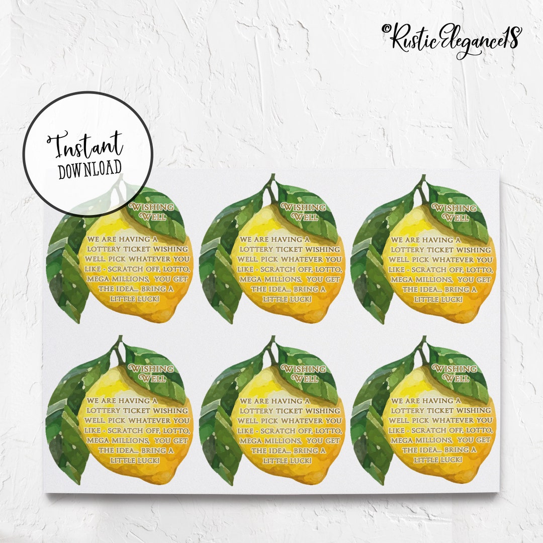 Lemon Wishing Well Cards, Italy Bridal Shower (instant Download) - Etsy