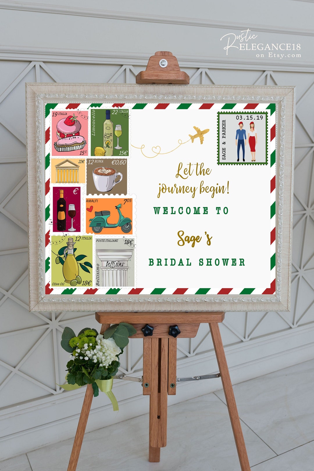 Italy Rome Travel Welcome Sign | Travel Bridal Shower Welcome Sign ...