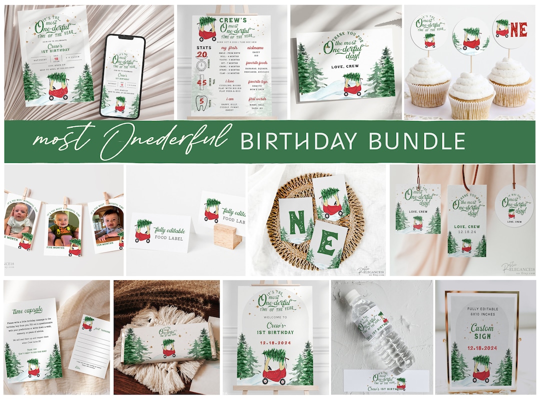 It’s the Most Onederful Time of the Year Bundle | First Birthday Winter ...