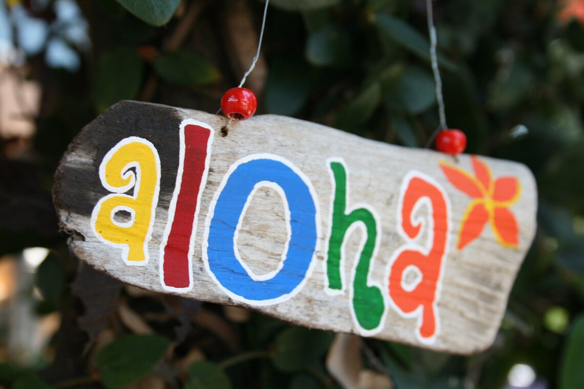 Hanging ALOHA Driftwood Art With Bright Colors and Beads (made to Order ...