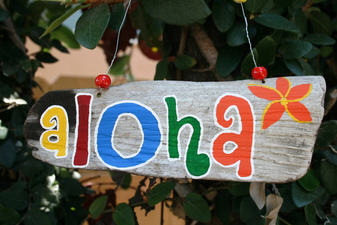Hanging ALOHA Driftwood Art With Bright Colors and Beads (made to Order ...