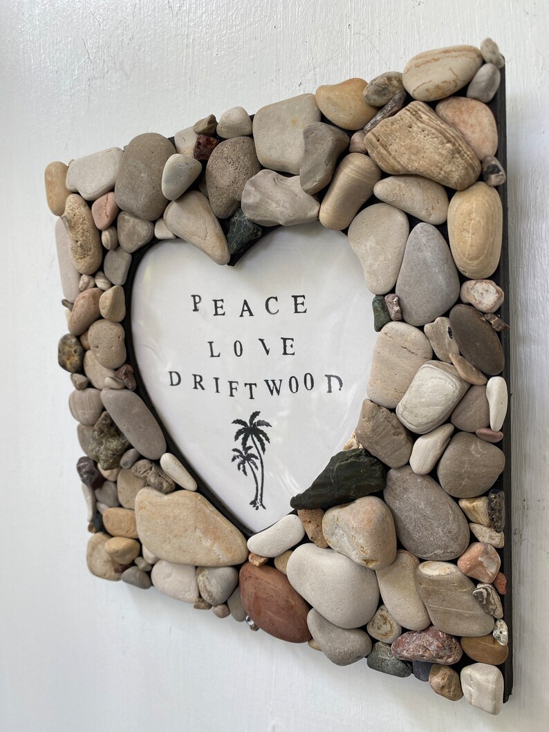 Heart Shaped Beach Rock Frame Rustic Beach Frame, Coastal Home Decor ...