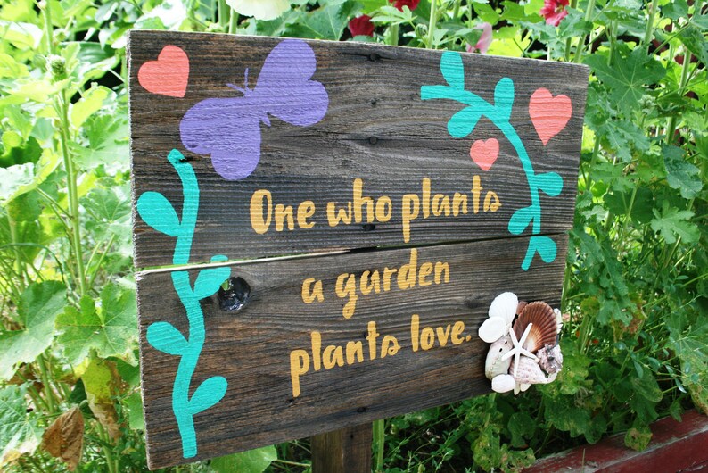 Handmade Reclaimed Wood Garden Sign: Rustic Garden Decor - Etsy