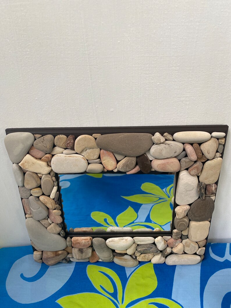 Beach Rock Mirror 9x11, Rustic Beach Frame, Coastal Home Decor (MADE TO ...