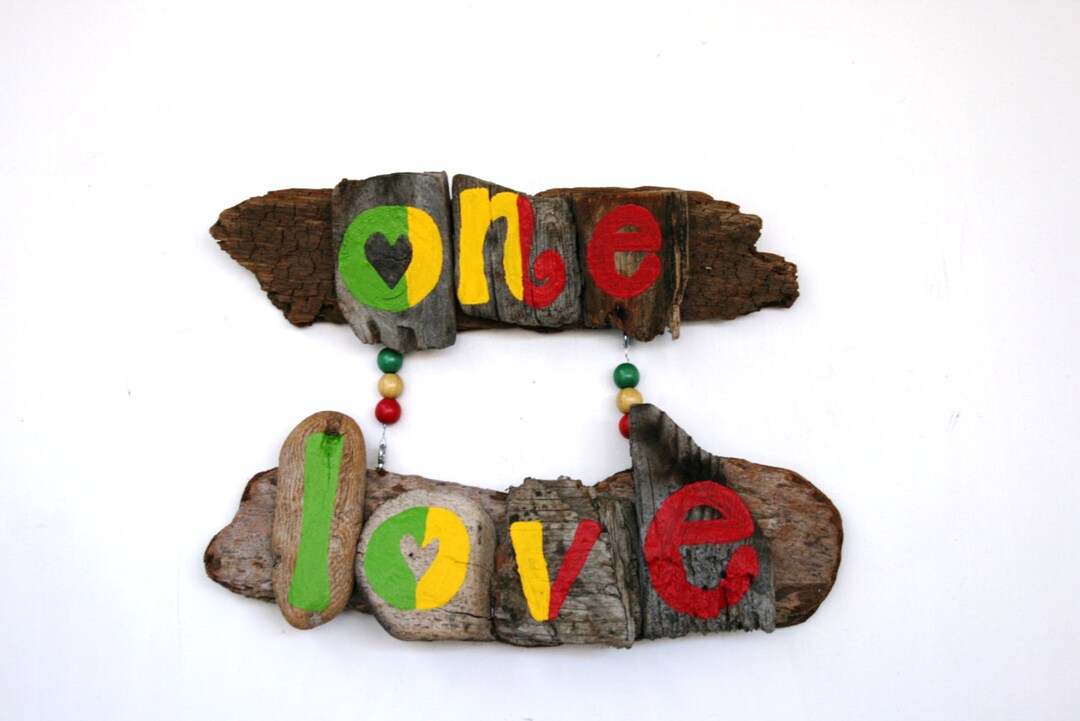 One Love Driftwood Art, Hanging Love Sign. Island Sign. Anniversary ...