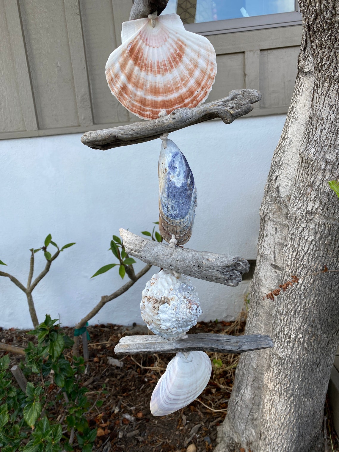 Driftwood Shell Rope Windchime Beach Mobile Beach Home - Etsy