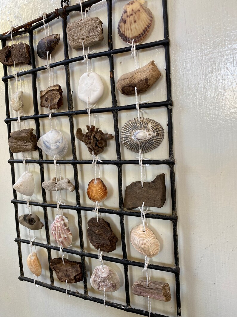 Authentic Found Lobster Cage with shells driftwood Metal | Etsy