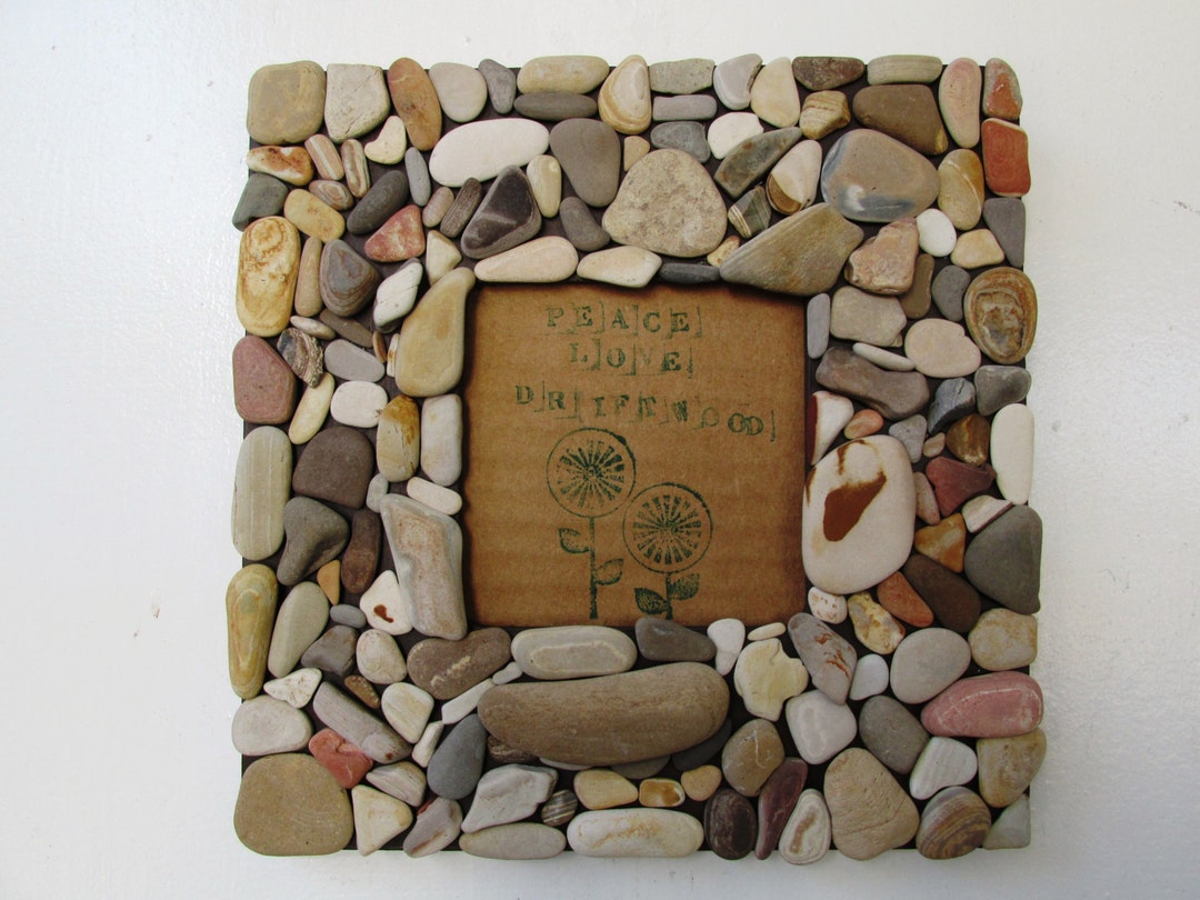 Beach Rock Frame 3.5 X 3.5, Rustic Beach Frame, Stone Art, Coastal Home ...