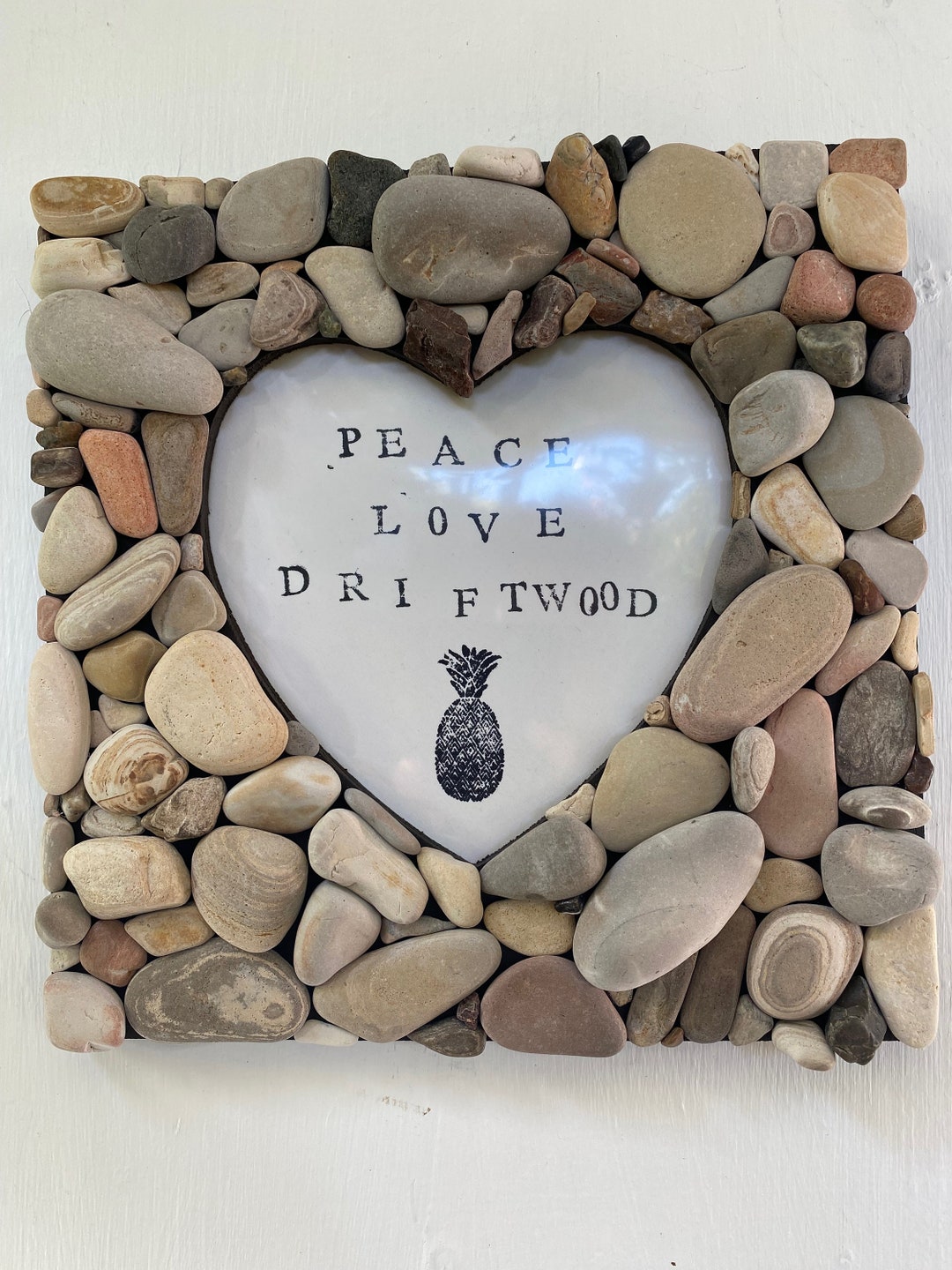 Heart Shaped Beach Rock Frame Rustic Beach Frame, Coastal Home Decor ...