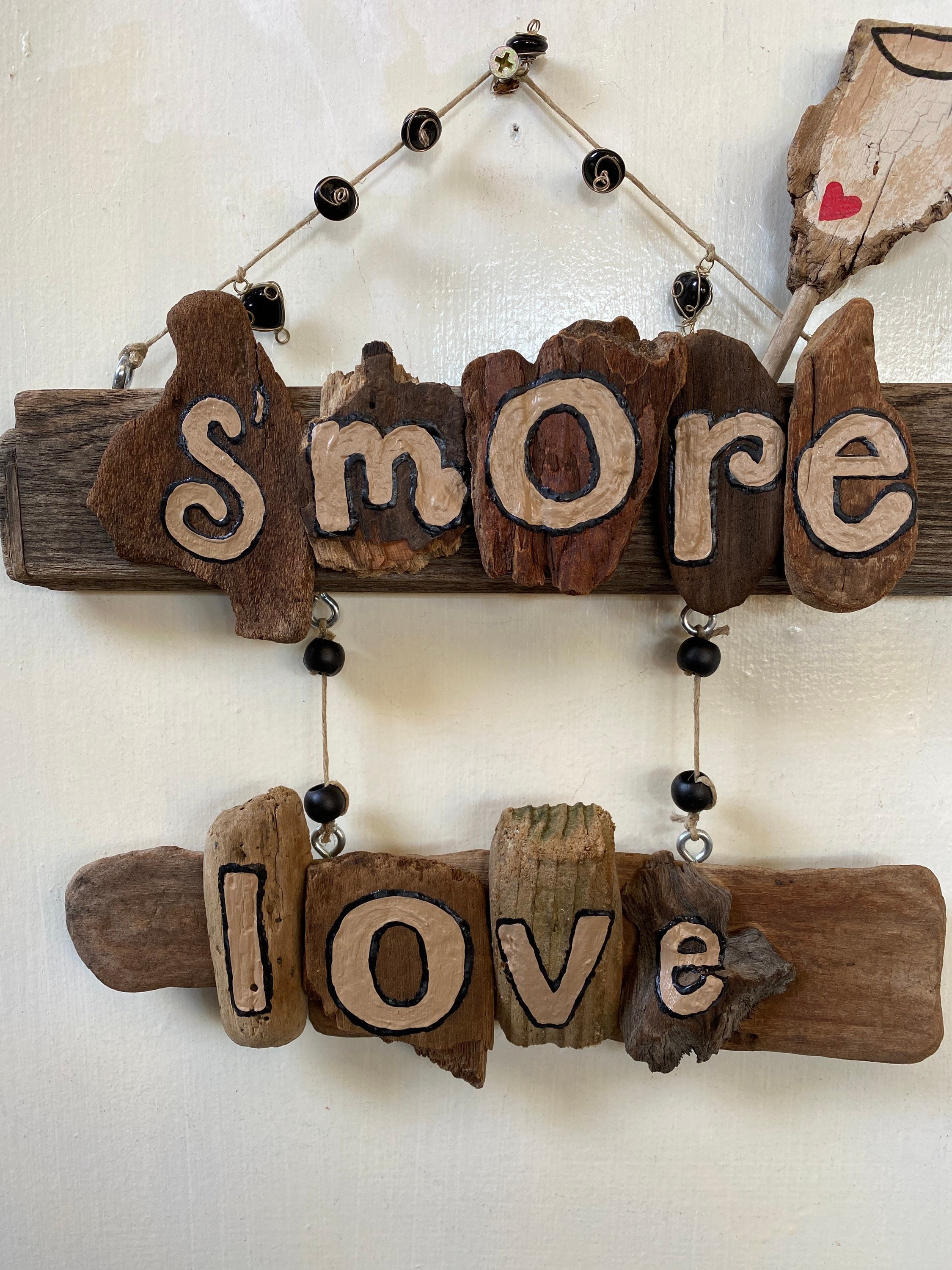 S'MORE LOVE Driftwood Art, Reclaimed Wood Art, Rustic Decor, Beach ...