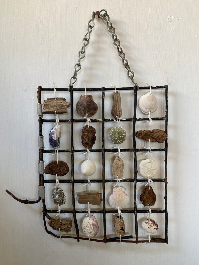 Authentic Found Lobster Cage With Shells Driftwood Metal - Etsy
