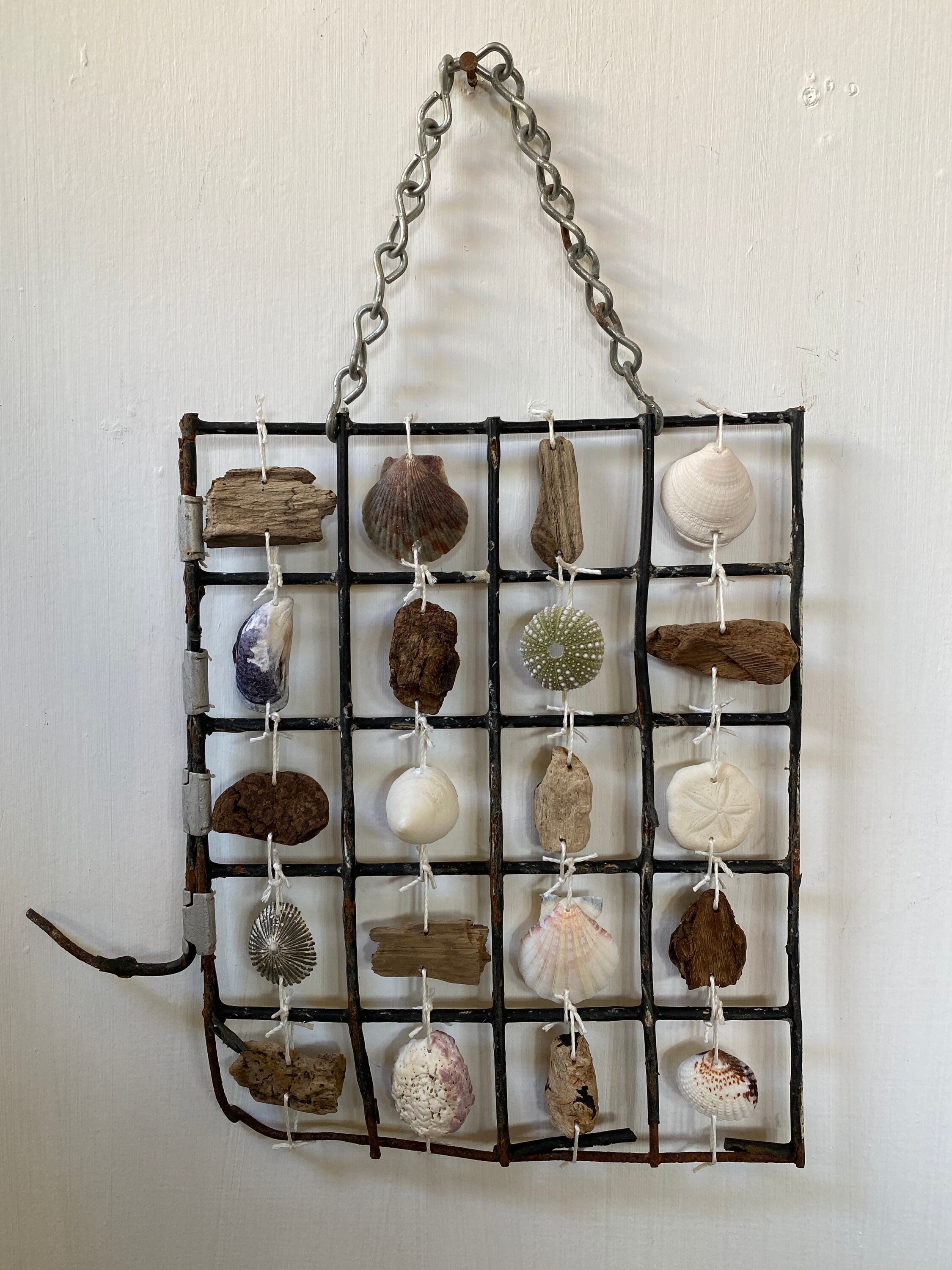 Authentic Found Lobster Cage With Shells Driftwood Metal - Etsy Israel