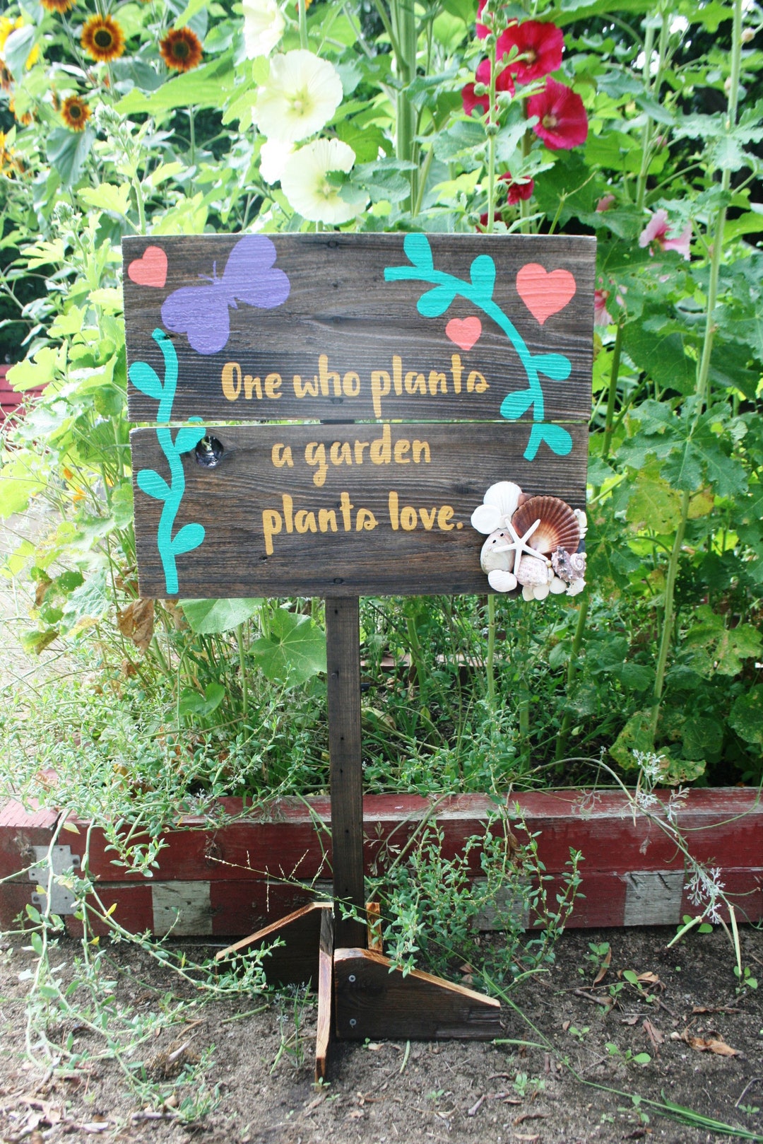 Handmade Reclaimed Wood Garden Sign: Rustic Garden Decor, Shabby Chic ...