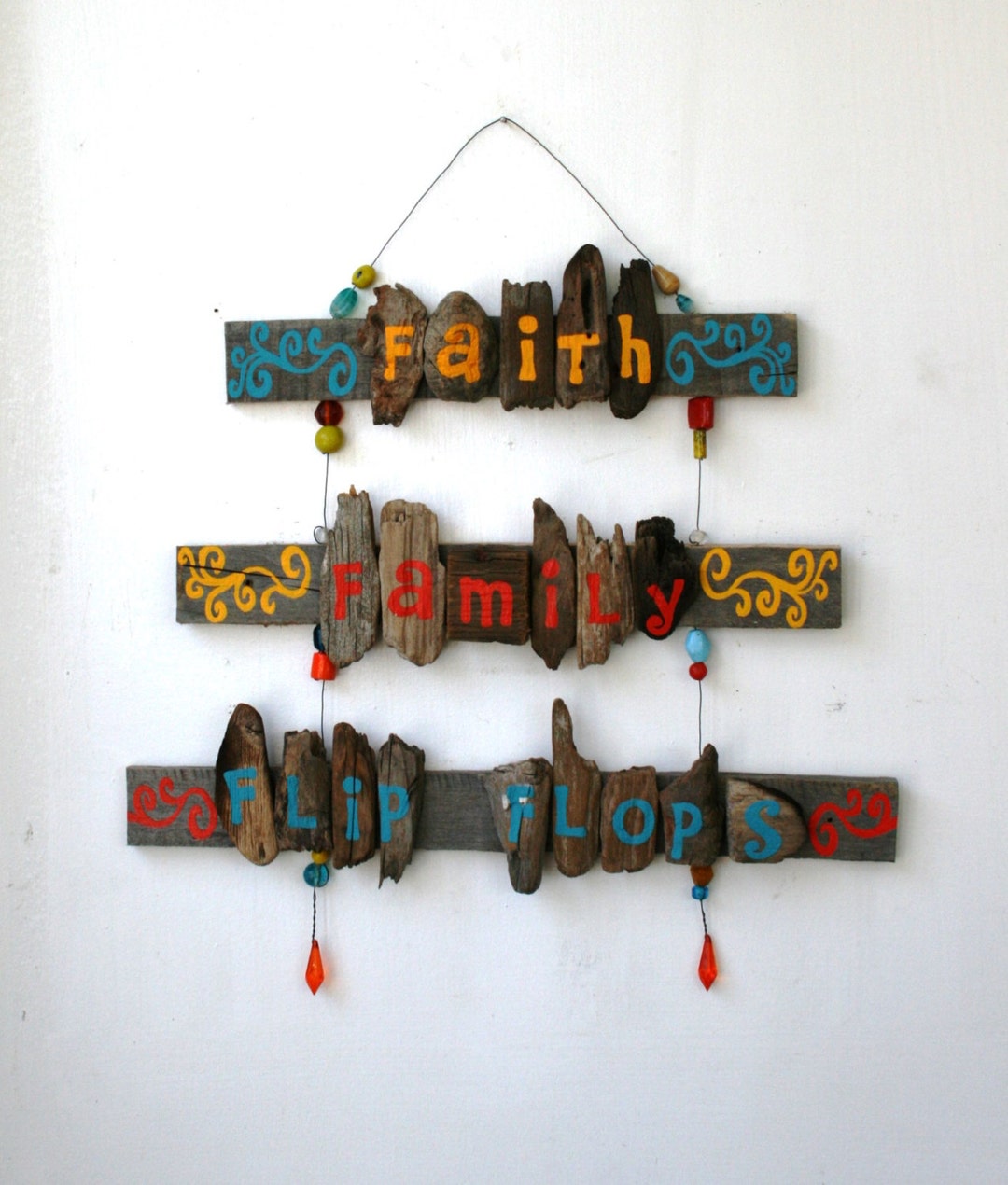 Faith, Family, Flip Flops Driftwood Art Hanging Sign Peacelovedriftwood ...