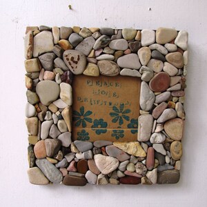 Beach Rock Frame 3.5 X 3.5, Rustic Beach Frame, Stone Art, Coastal Home ...