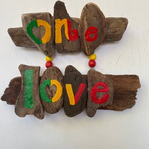 One Love Driftwood Art, Hanging Love Sign. Island Sign. Anniversary ...