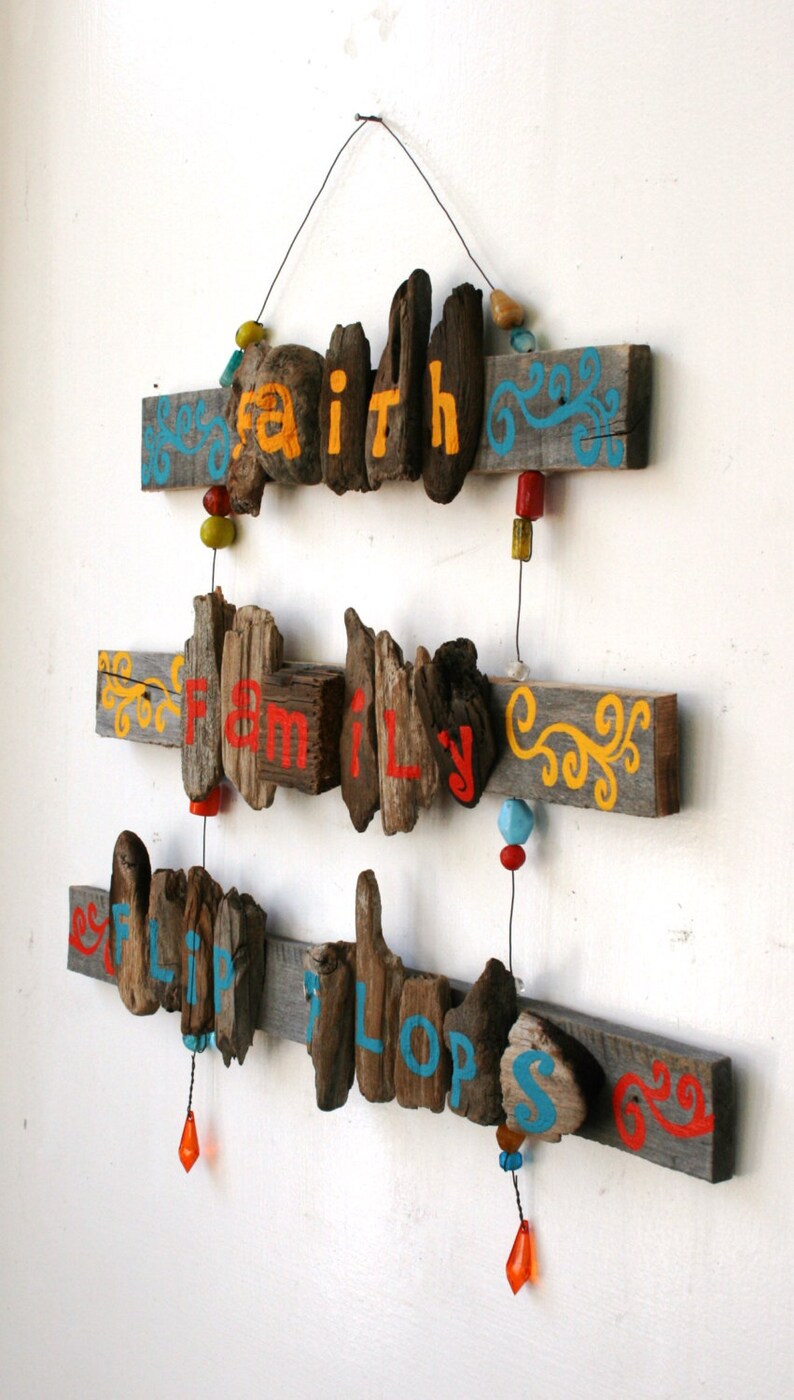 Faith, Family, Flip Flops Driftwood Art Hanging Sign Peacelovedriftwood ...