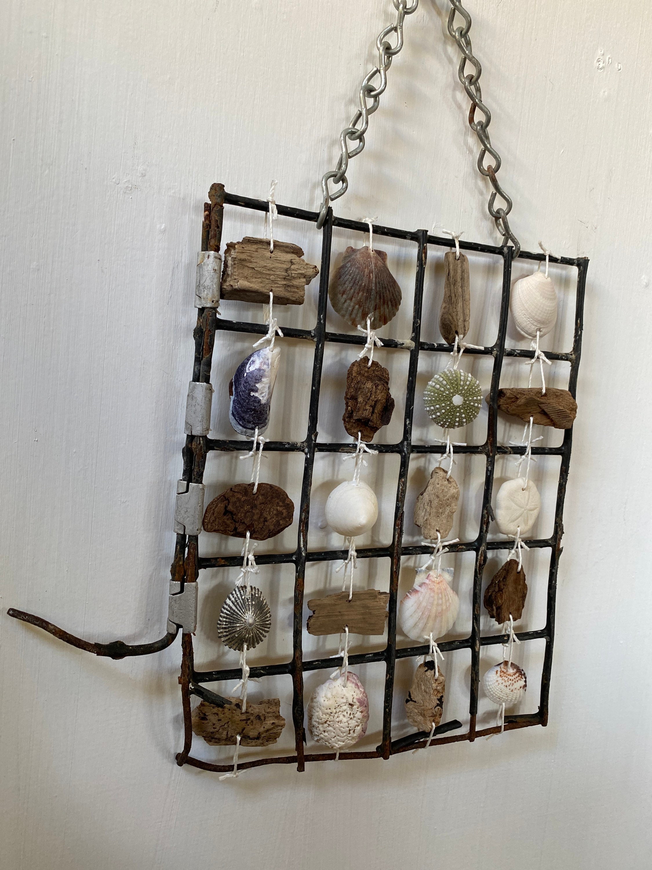 Authentic Found Lobster Cage With Shells Driftwood Metal - Etsy Israel