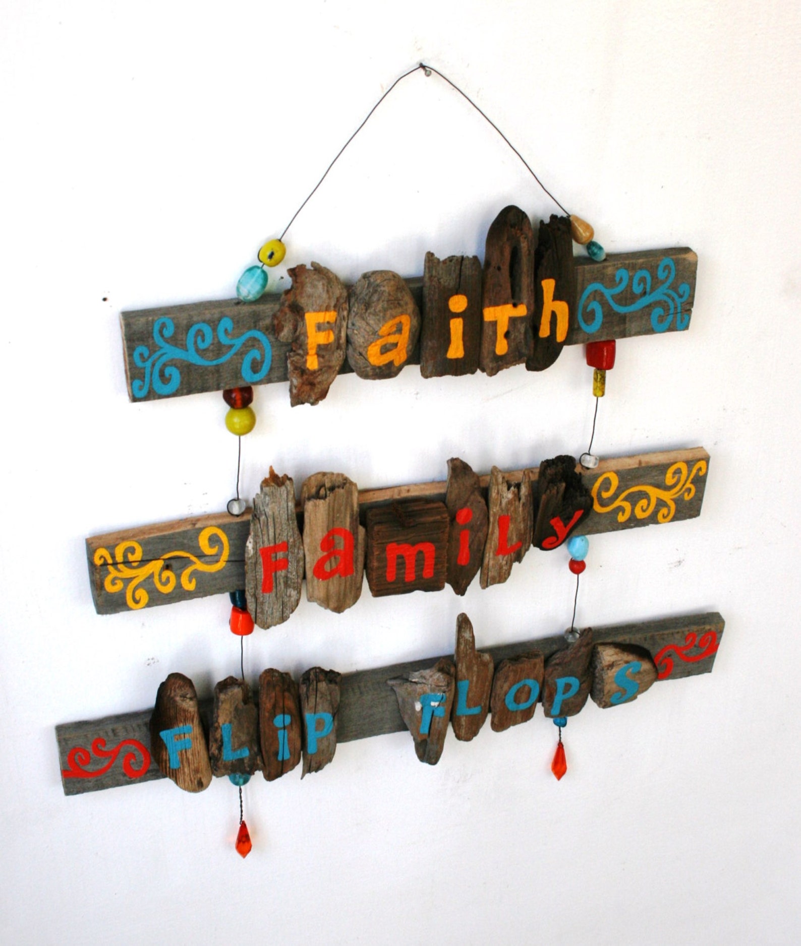 Faith, Family, Flip Flops Driftwood Art Hanging Sign Peacelovedriftwood ...