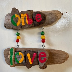 One Love Driftwood Art, Hanging Love Sign. Island Sign. Anniversary ...
