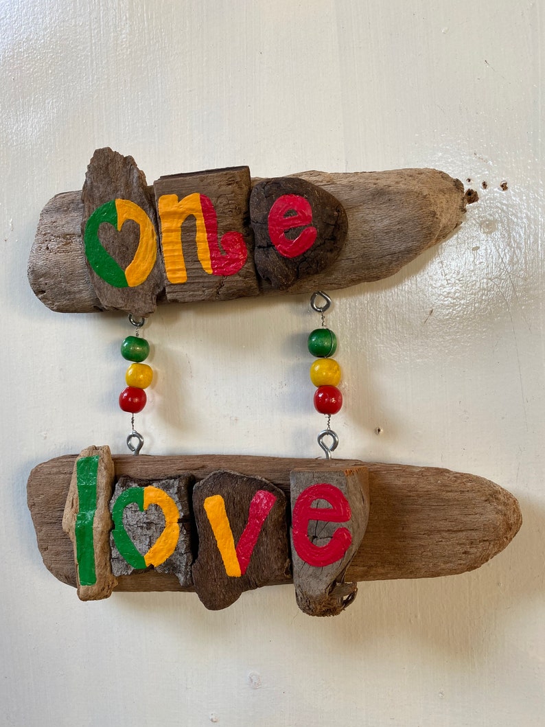 One Love Driftwood Art, Hanging Love Sign. Island Sign. Anniversary ...