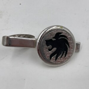 Vintage Silvertone Lion Head Heraldic Crest Cufflinks and Tie Clip Set ...