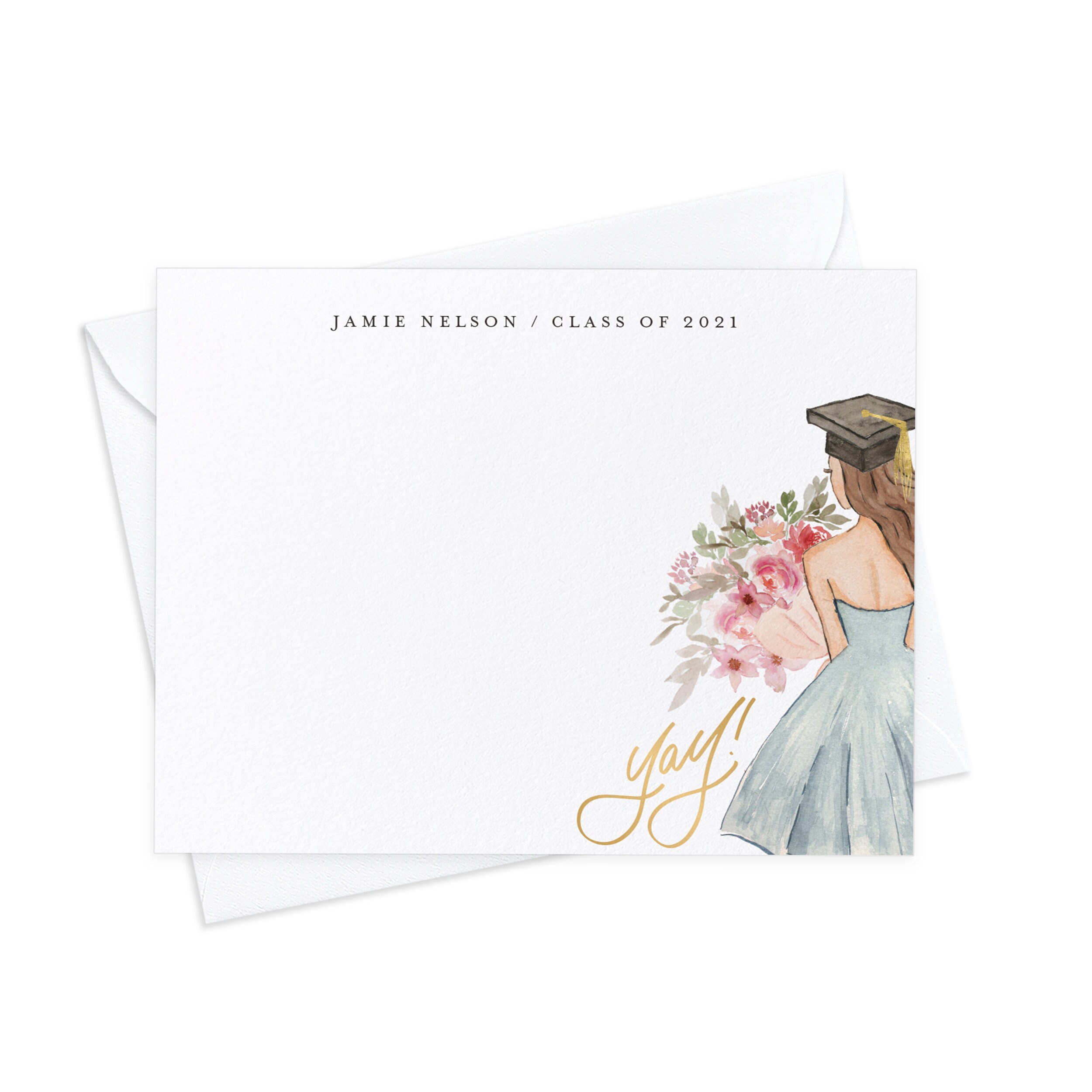 Class of 2021 Note Cards Girl Graduate, Personalized Graduation Thank ...