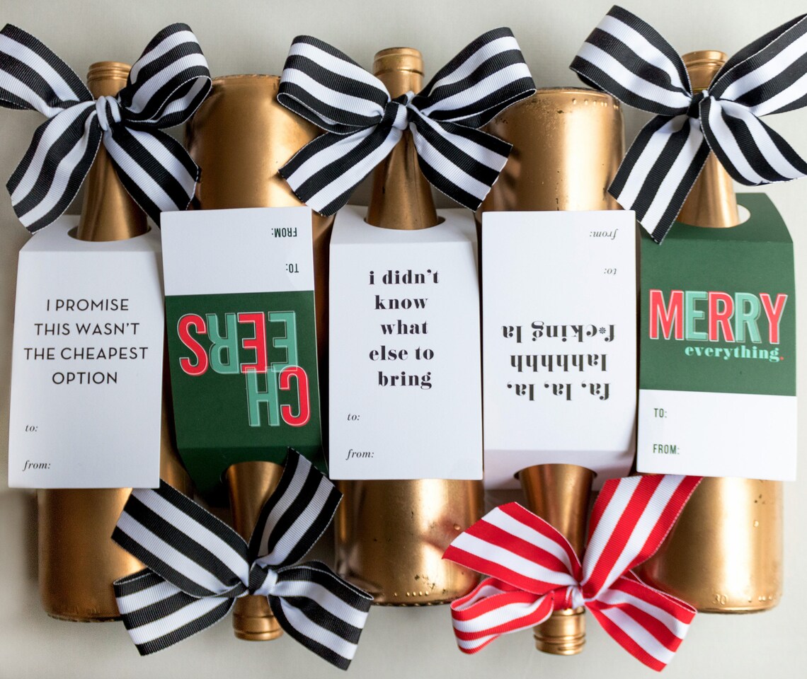 Pairs Well With Awkward Relatives, Wine Tag Christmas, Bottle Tag, Wine ...