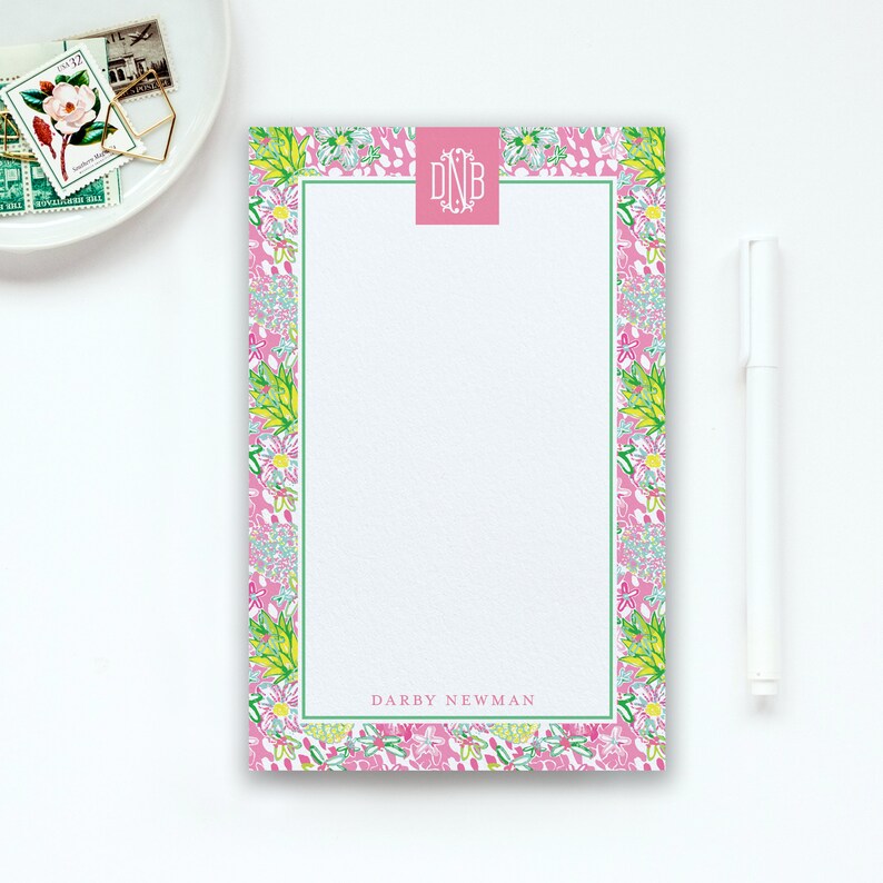Personalized Stationary Notepad, Monogram Notepad, Lilly Note Pad ...