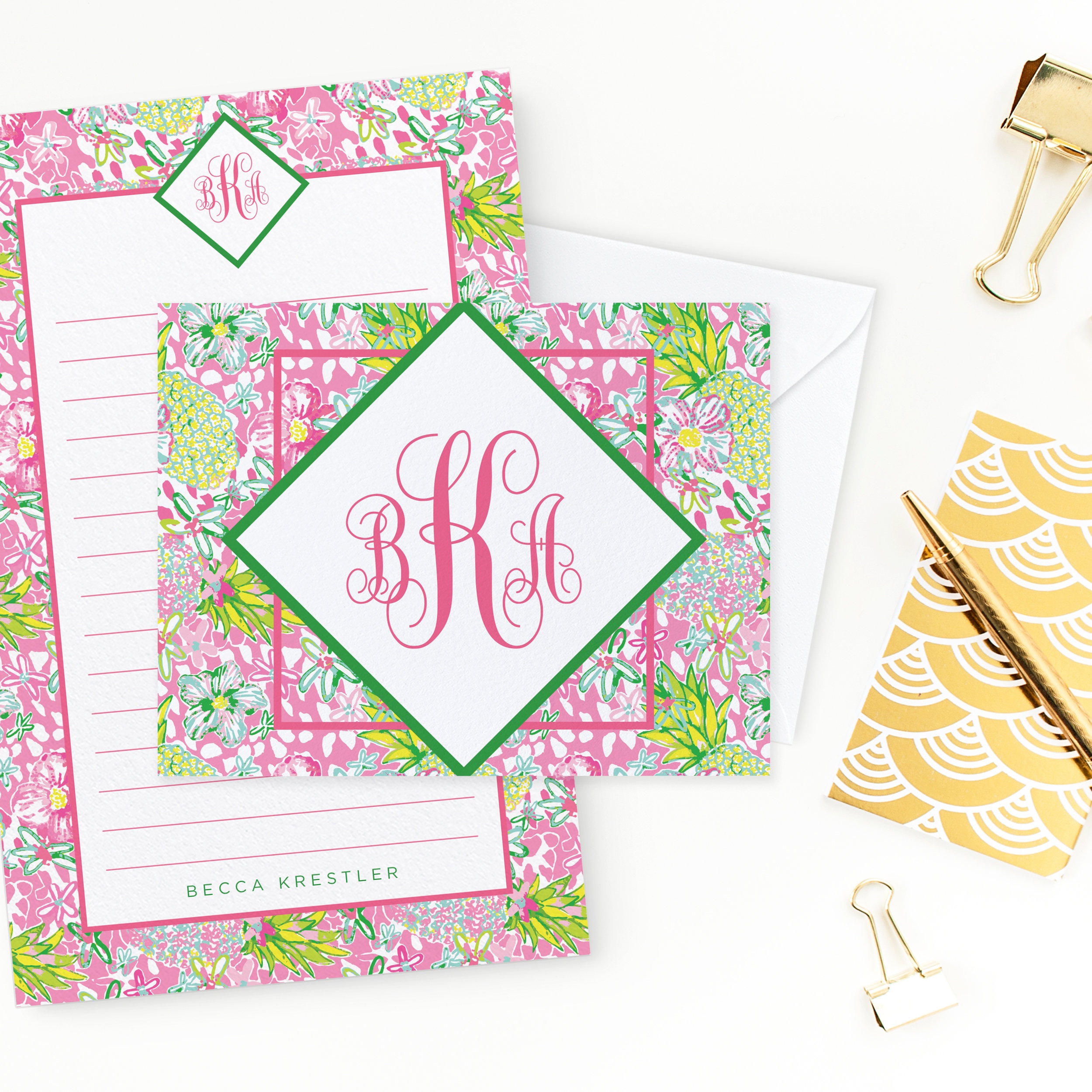 Personalized Notepad Preppy Notepad Monogram Notepad | Etsy